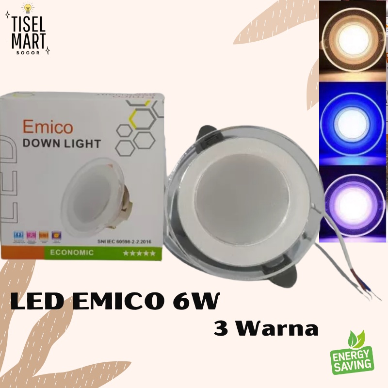 Jual Downlight LED EMICO 6W 3 Warna Led Panel Lampu Plafon | Shopee ...
