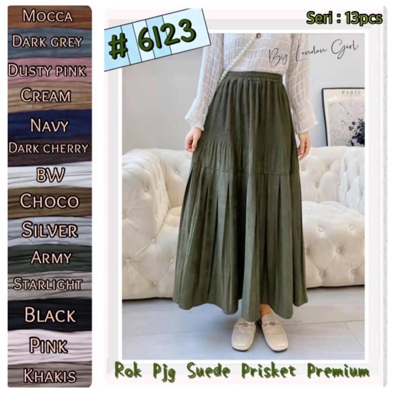 Jual ROK WANITA 6123# PANJANG [PRISKET LIPIT] SUEDE PREMIUM LONDON GIRL ...