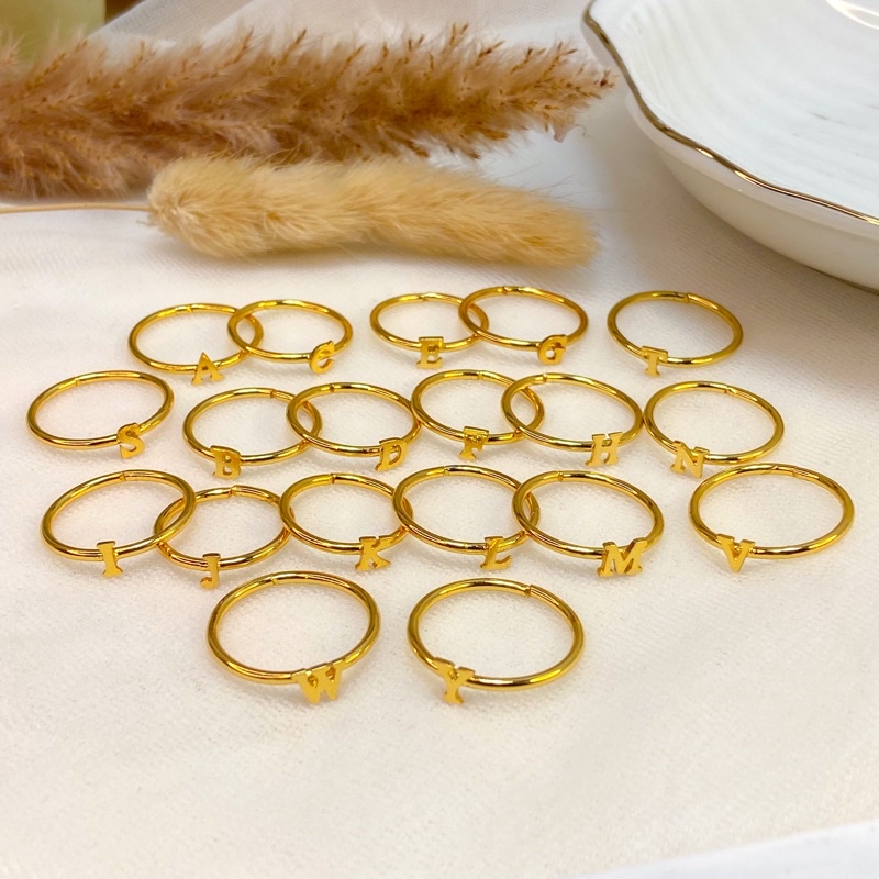 Jual Cincin Nama Inisial Huruf Simple Gold (A - R) | Shopee Indonesia