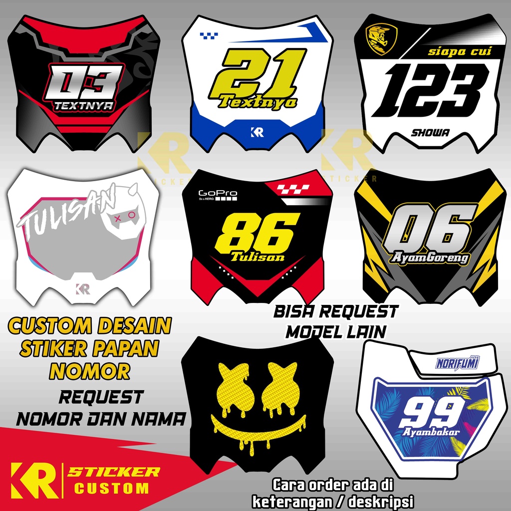 Jual Stiker CUSTOM Papan Nomor CRF RMZ KX KTM YZ KLX GORDON | Request ...