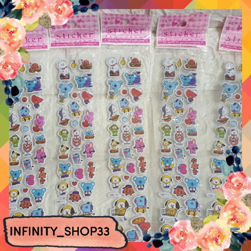 Jual [1 LEMBAR] STICKER TEMPELAN KARAKTER BTS/BT21 RANDOM WAJIB BACA ...