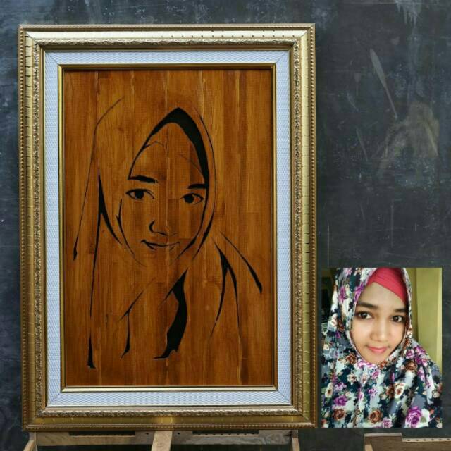 Jual SILUET KAYU UKIR (Gold frame) | Shopee Indonesia
