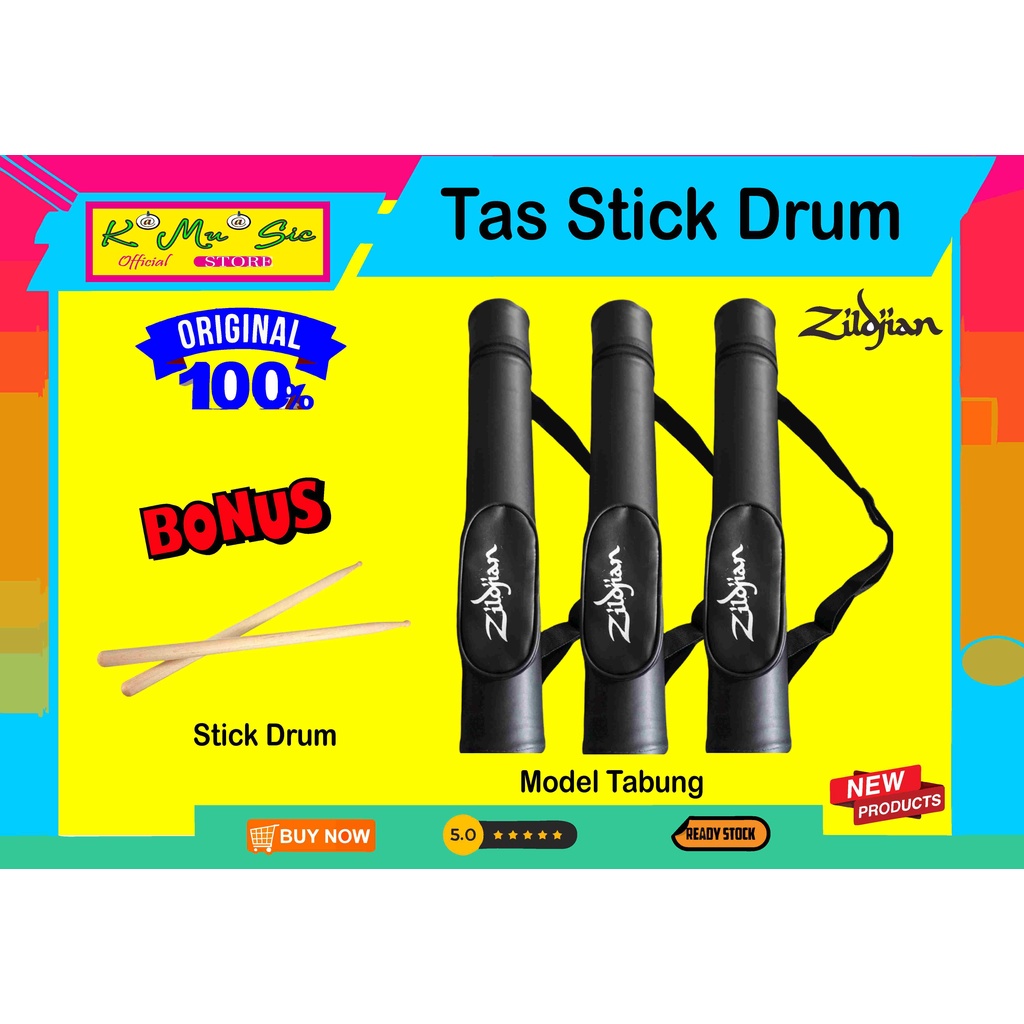 Jual Tempat Stick Drum bonus sepasang stick drum tas model tabung ...