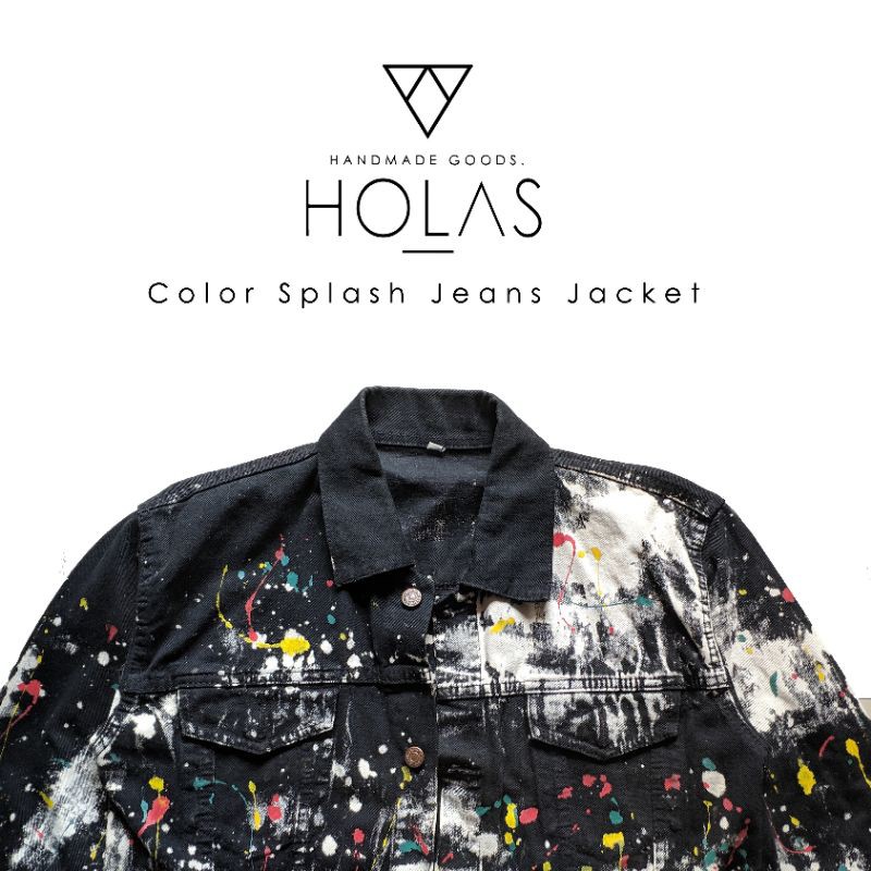 Jual Jaket Jeans Vintage Wash - Black Color Splash Denim | Shopee Indonesia
