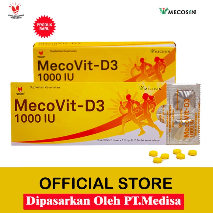 Jual MecoVit - D3 1000 IU | 1 box isi 3 Strip @10 Kaplet | Vitamin D3 ...