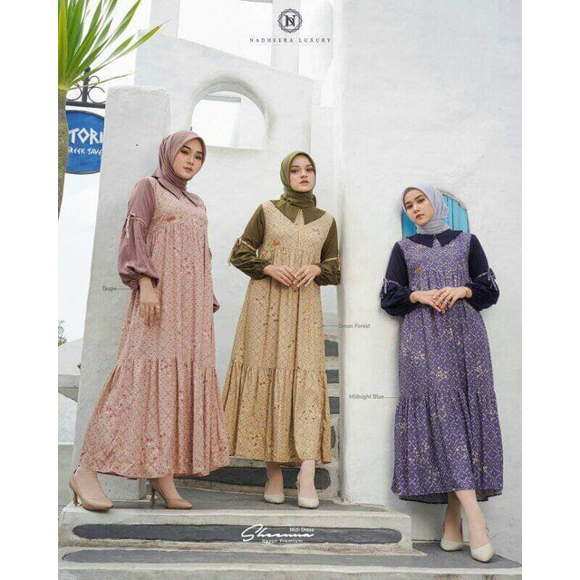 Jual SHEENA MIDI DRESS NADHEERA LUXURY | Shopee Indonesia