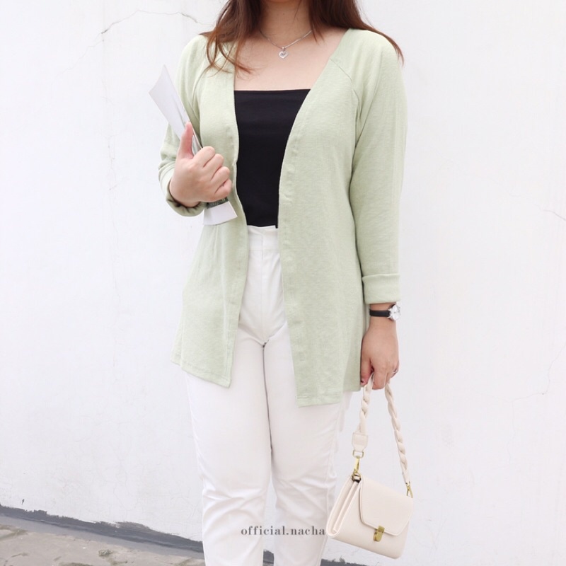 Jual Nacha - Camellia Outer (Knit Basic Cardi Polos Atasan Wanita Polos Rajut) | Shopee Indonesia