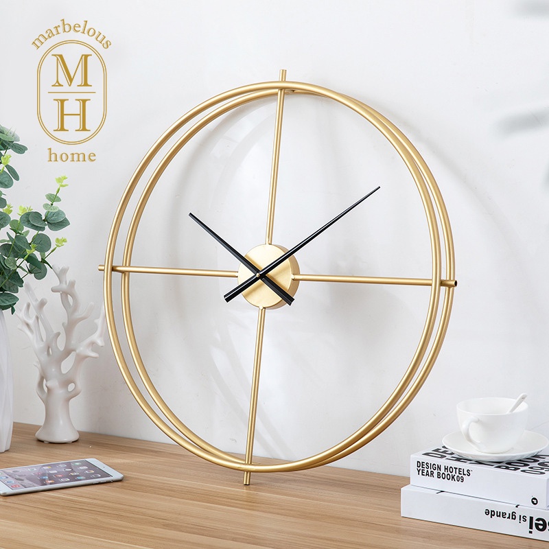 Jual Nordic Gold Aesthetic Round Silent Wall Clock | Jam Dinding Besi ...