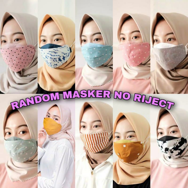 Jual Masker hijab 3ply Premium Warna Random By TF | Shopee Indonesia