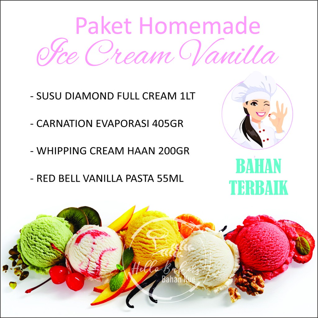 Jual ICE CREAM VANILLA HOMEMADE / PAKET ICE CREAM / ICE CREAM VANILLA ...