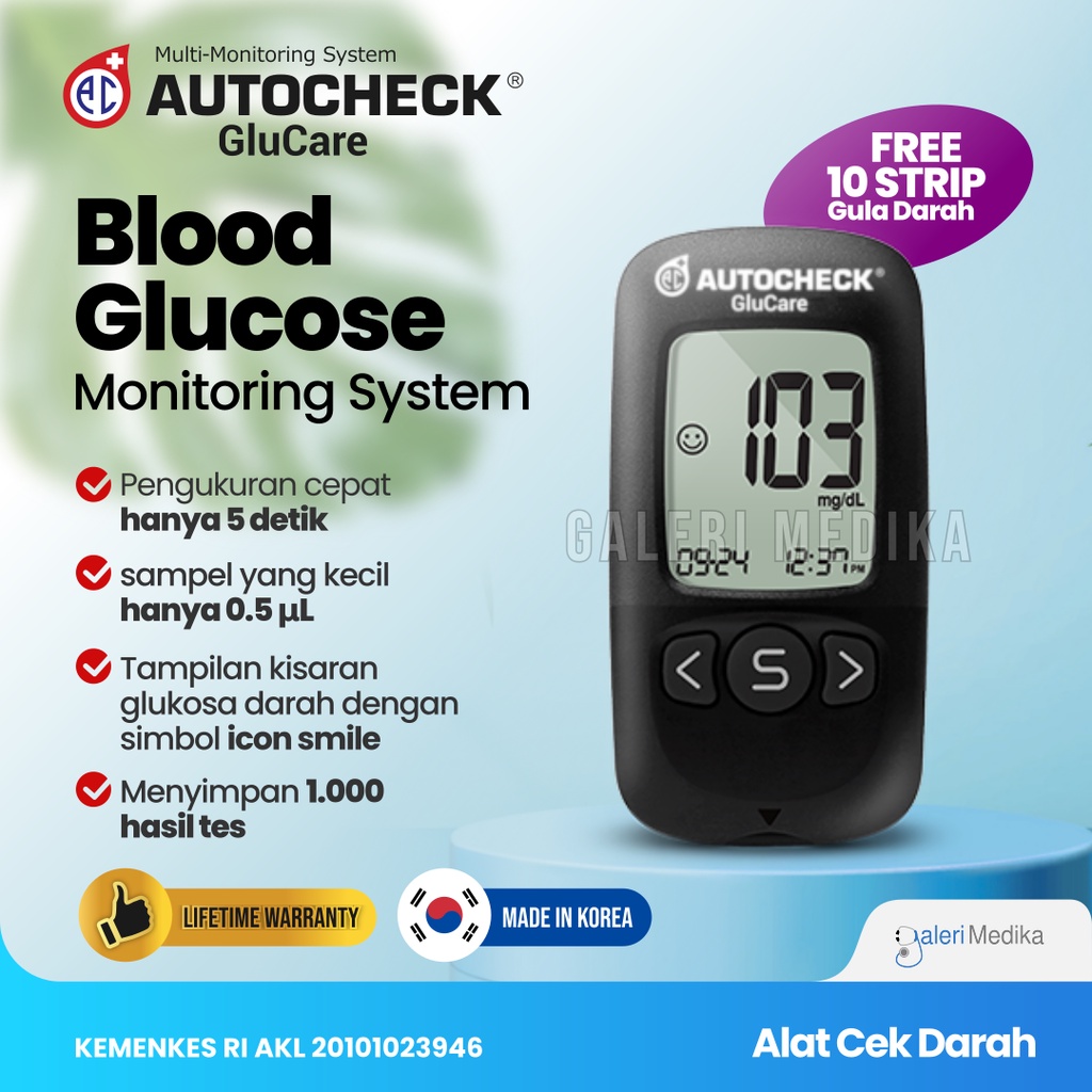 Jual Autocheck GluCare Alat Test Gula Darah + 10 Strip | Shopee Indonesia