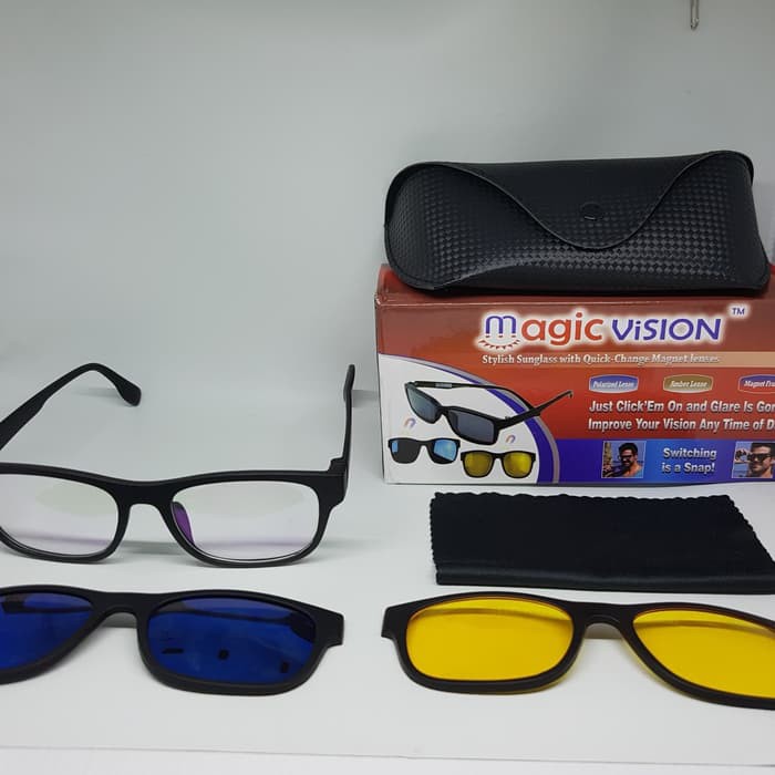 Jual New Product Kacamata Magnet Clip On 3 in 1 Magic Vision | Shopee Indonesia