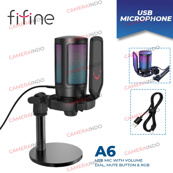 Jual MIC FIFINE A6 USB Condenser Gaming Microphone with RGB | Shopee ...