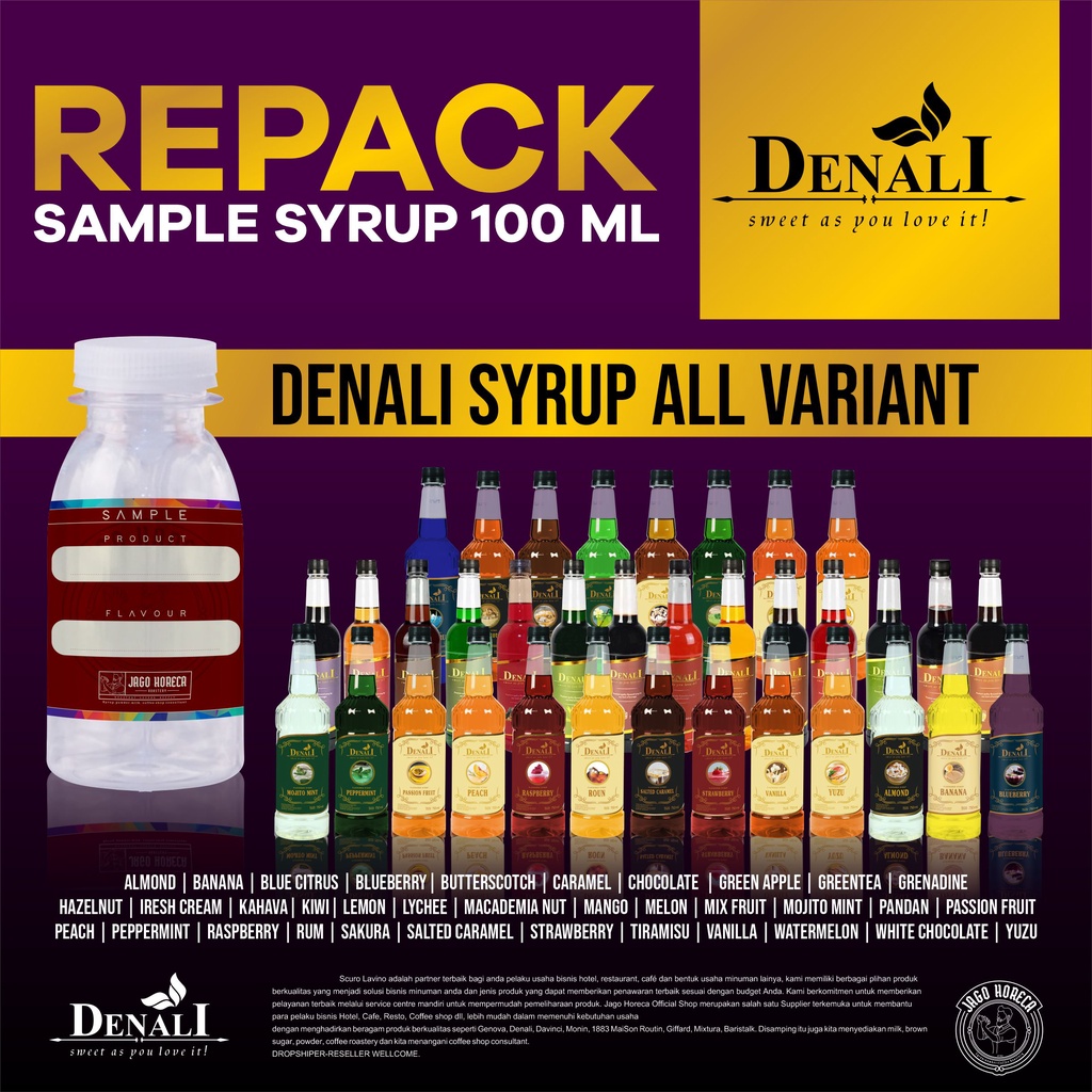 Jual DENALI SYRUP ALL VARIAN FLAVOUR - SIRUP DENALI REPACK 100 ML ...