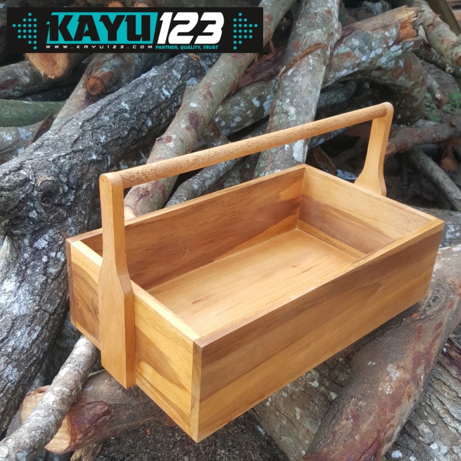 Jual Wooden Box Carrier 35x20x10 cm Box Keranjang Kayu Multifungsi (WCM ...