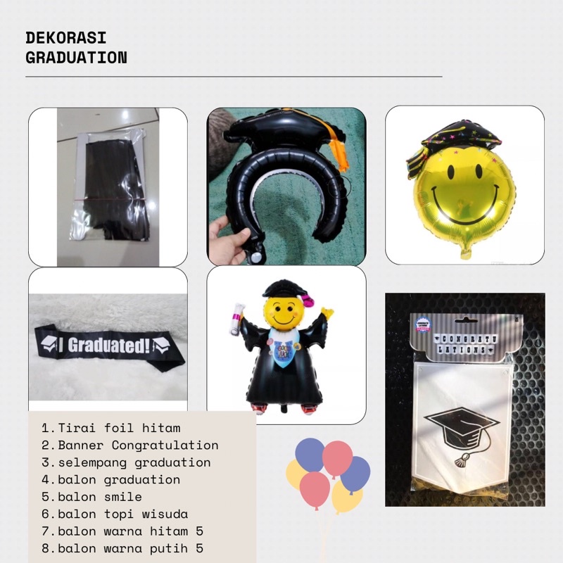 Jual dekorasi wisuda set/paket dekorasi graduation lengkap/ decor ...