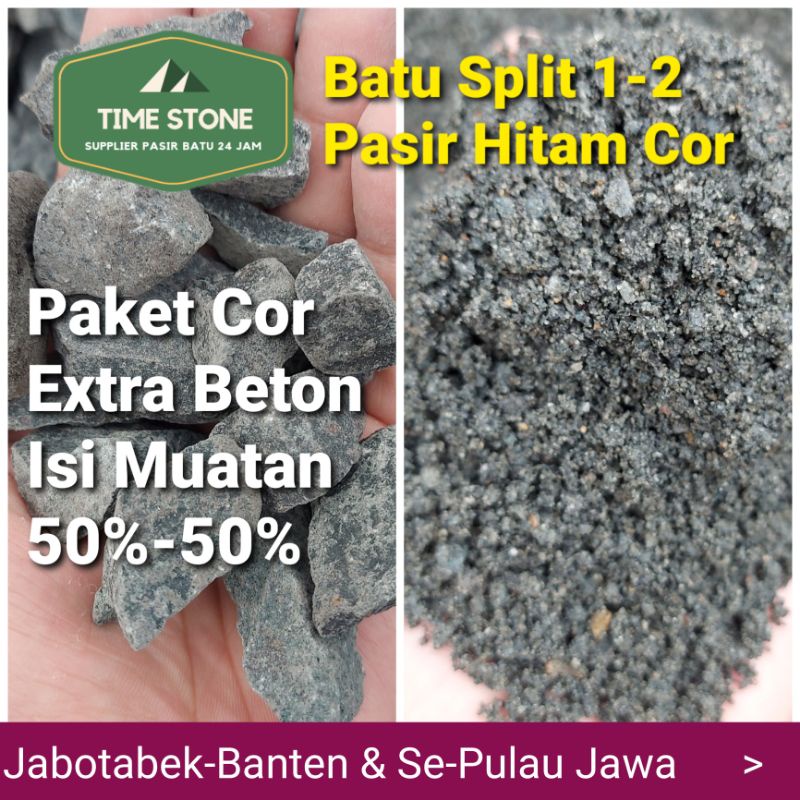 Jual paket cor extra beton batu split & pasir hitam per truk | Shopee ...