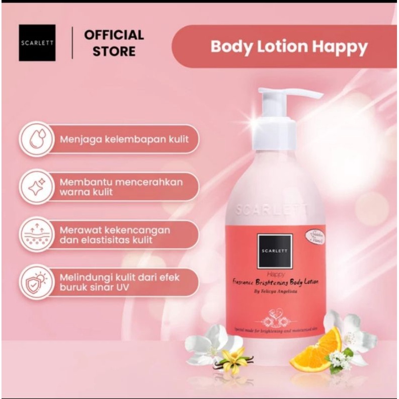 Jual Scarlett Scarlet Body Lotion Happy 300 ml Original | Shopee Indonesia