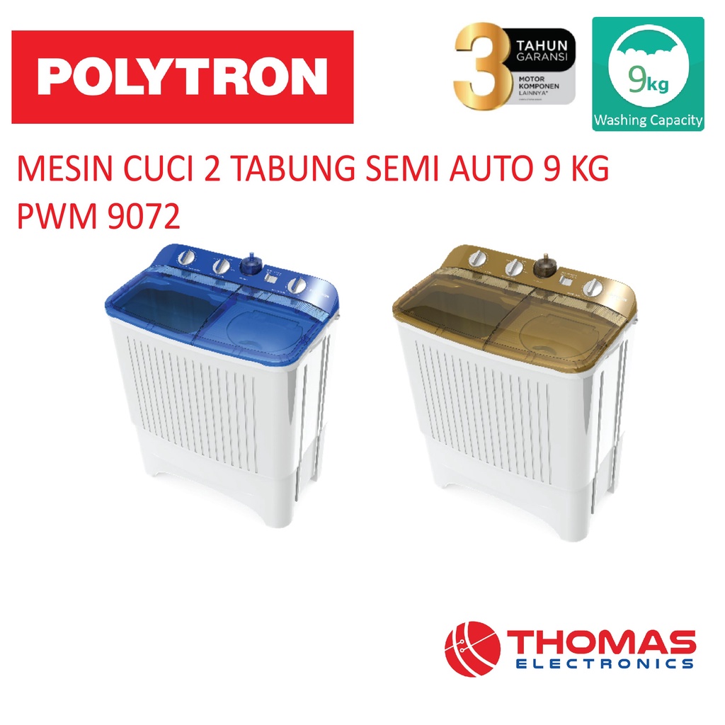 Jual MESIN CUCI POLYTRON PWM 9072 9KG 2 TABUNG PWM9072 9 KG GARANSI RESMI | Shopee Indonesia