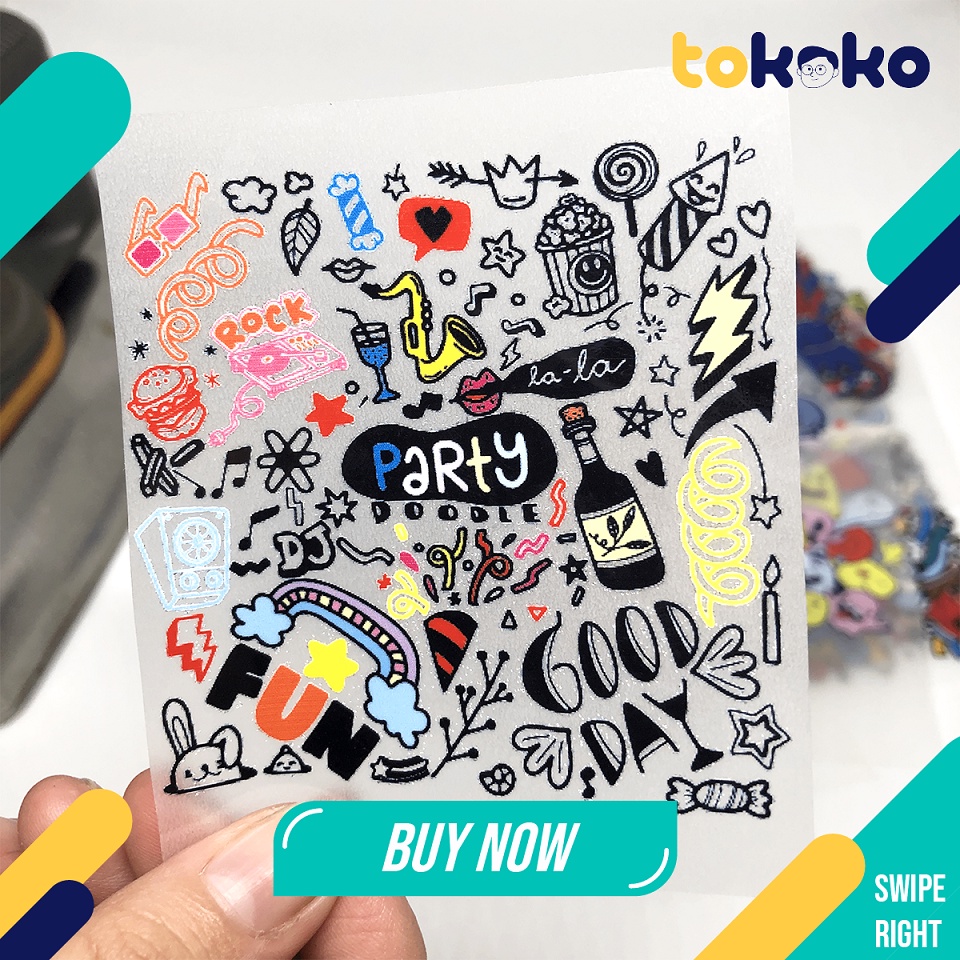 Jual Stiker Sablon Setrika Doodle Lucu Abstrak Sablon DTF Sablon Gosok ...