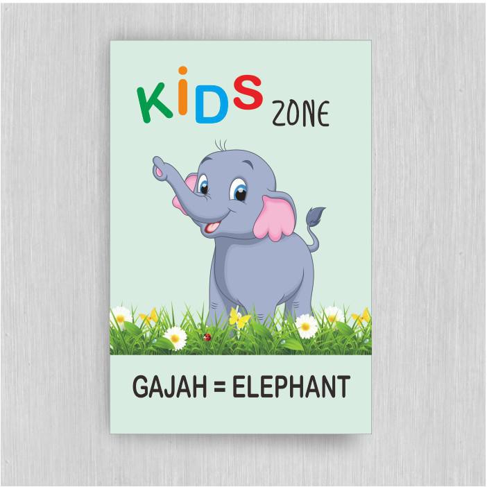 Jual Poster edukasi hewan gajah jerapan singa kids zone | Shopee Indonesia