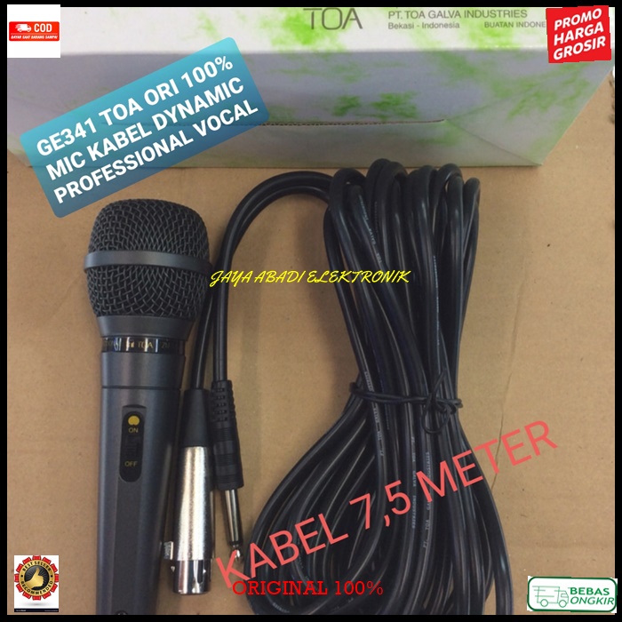 Jual G341 ORIGINAL TOA mic kabel panjang 7,5 meter bahan besi dynamic ...