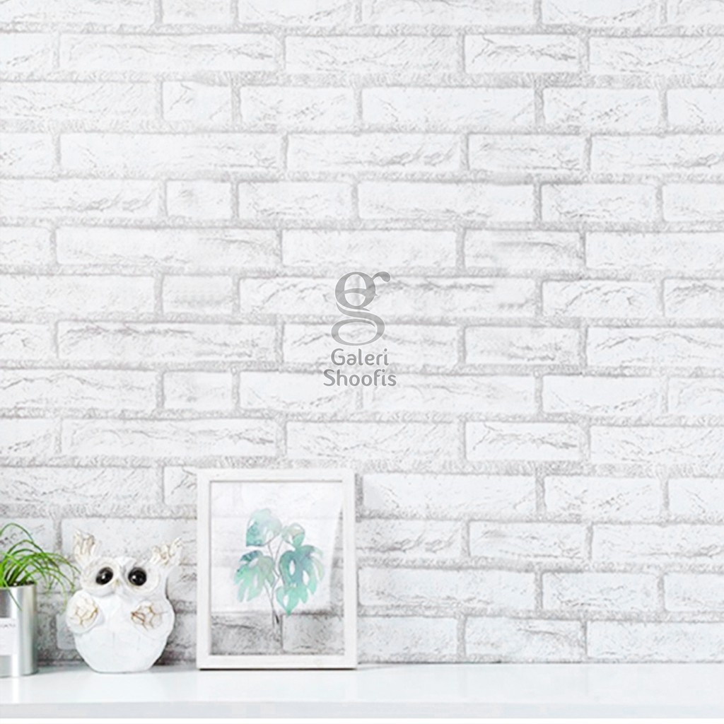 Jual wallpaper dinding batu bata putih wallpaper dinding bata putih ...
