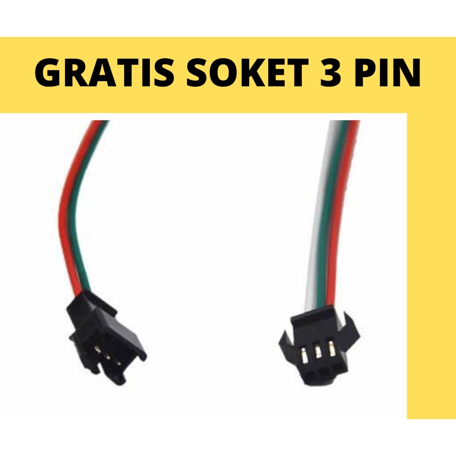 Jual GRATIS soket led 3 pin / sambungan kabel 3 pin / 3 kaki / male dan ...