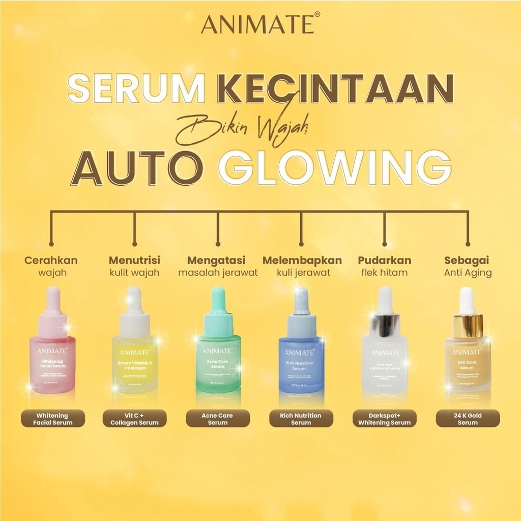 Jual Animate Face Serum 20ml - Whitening Dark Spot Anti Acne 24k Gold ...