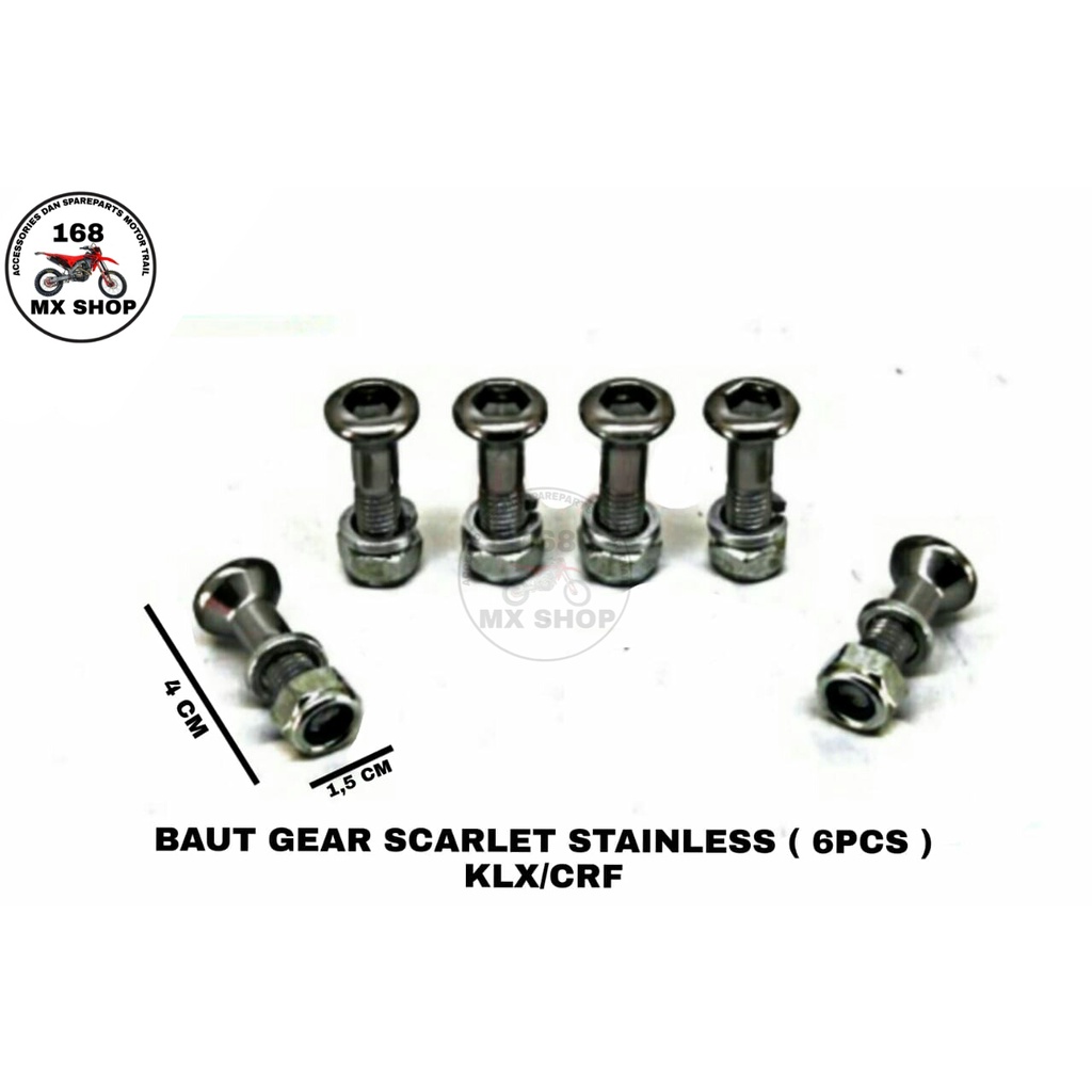 Jual Baut Gear Belakang Scarlet Baud Gir Stainless HSWD 6 Pcs Motor CRF ...