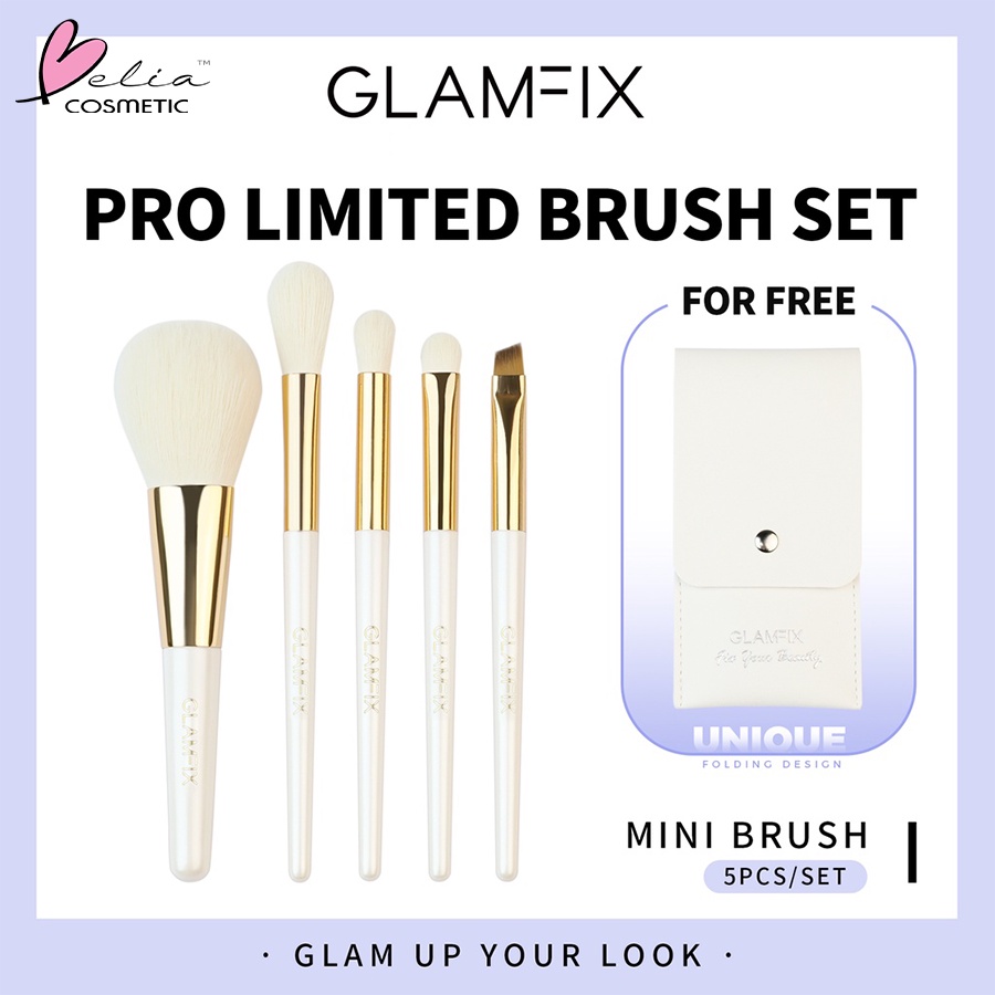 Jual BELIA GLAMFIX Pro Limited Brush Set 5pcs | Exclusive Face Brush ...