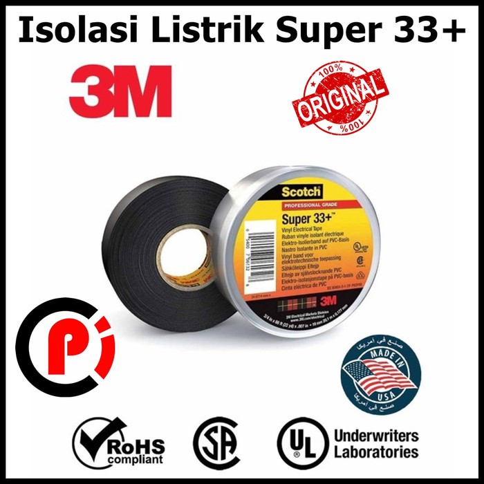 Jual Original 3M Scotch Super 33+ Vinyl Electrical Tape Isolasi Listrik ...