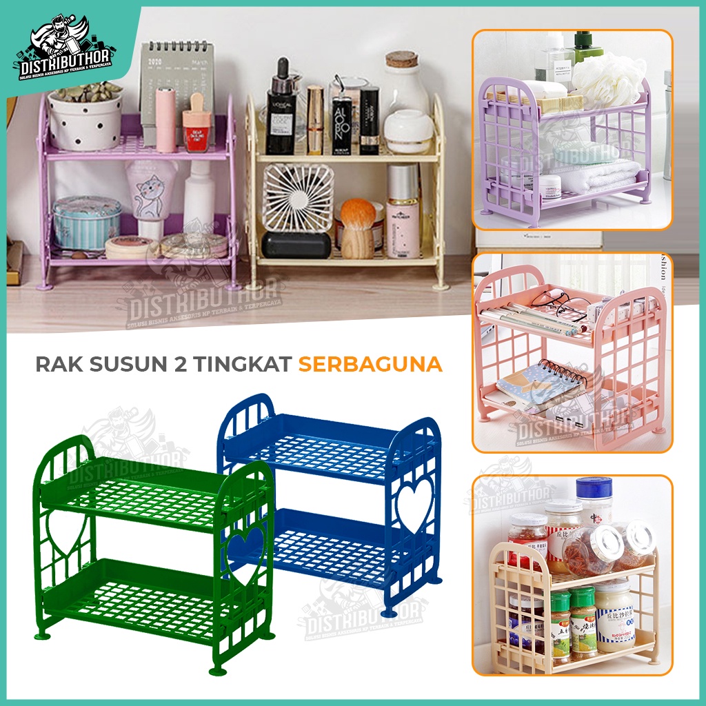 Jual Rak susun 2 tingkat mini plastik tempat penyimpanan serbaguna ...