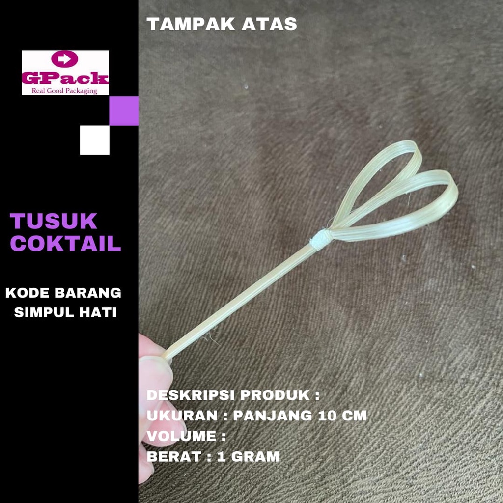 Jual TUSUK COKTAIL LOVE 10CM / TUSUK COKTAIL BAMBU LOVE 10CM ( SIMPUL ...
