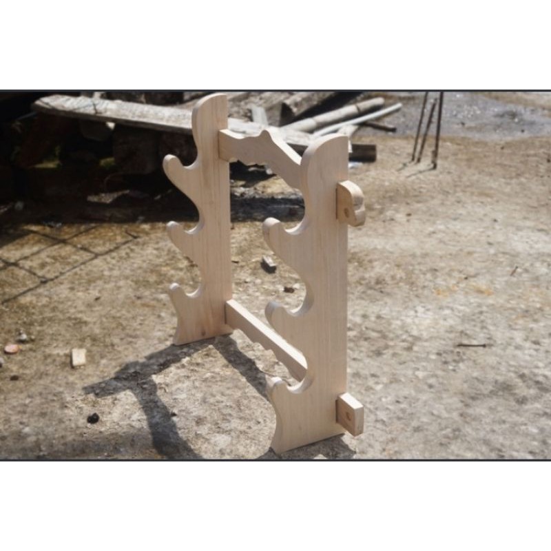 Jual Stand sandaran Kake Dudukan Dinding 3 Tingkat kayu Damar Anti ...