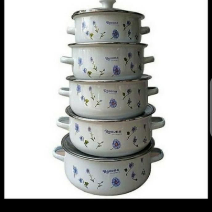 Jual Panci Set Enamel Reoona 5 Susun Cantikashop72 | Shopee Indonesia