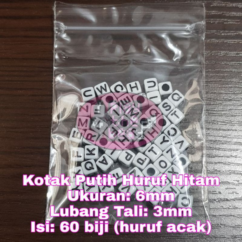 Jual Manik Huruf Hitam Kotak Putih, GOOD Quality! Huruf Acak/Random. Dadu ABC, Edukatif, per ...