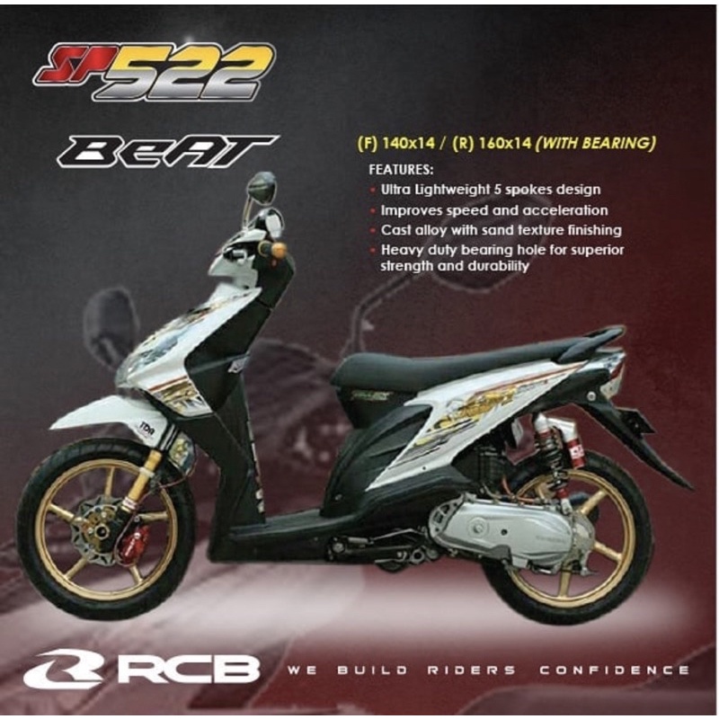 Jual Velg Racing SP522 RCB Honda beat / Scoopy palang 5 RACING BOY GOLD ...