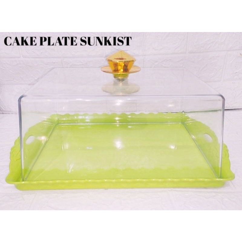 Jual Tempat Kue Basah / Cake Plate segi hijau Golden Sunkist Acrylic ...