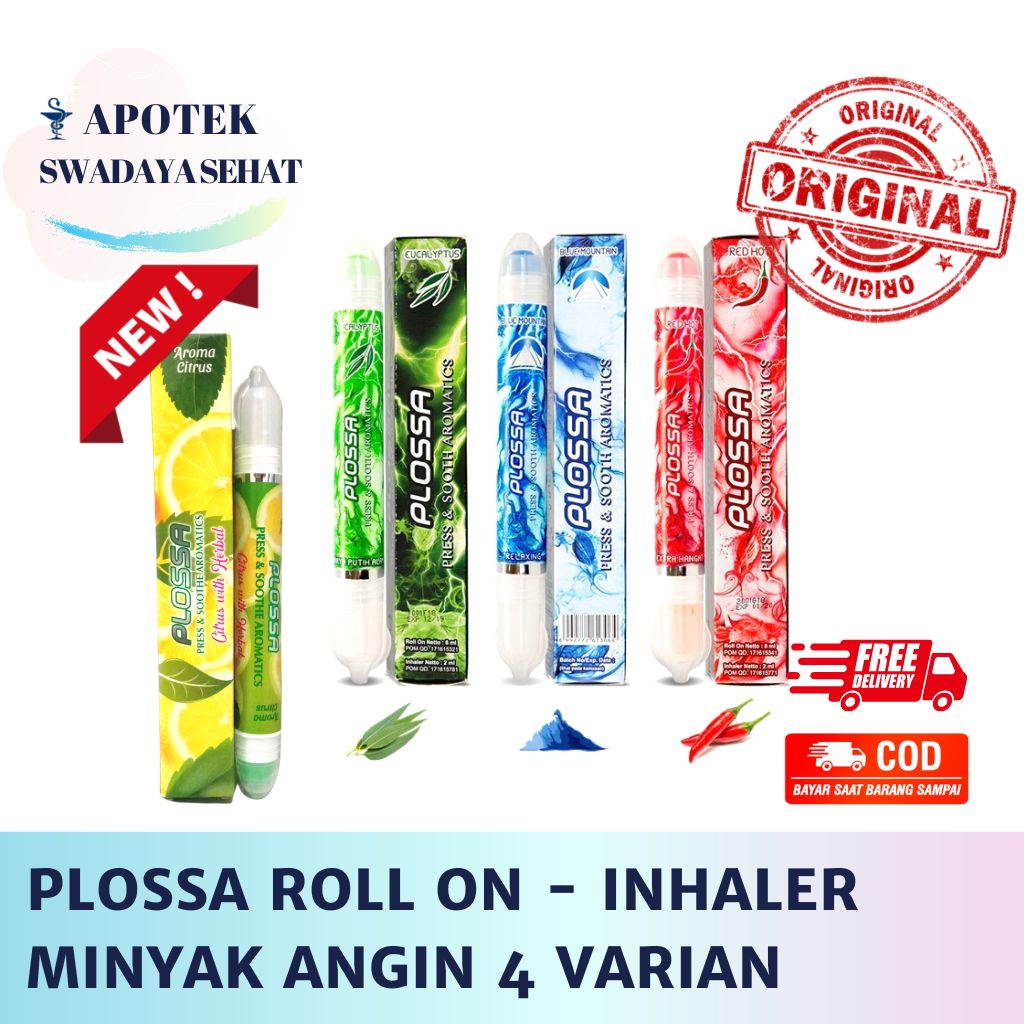 Jual PLOSSA Minyak Angin Inhaler Roll On Aromatherapy Eucalyptus - Blue ...