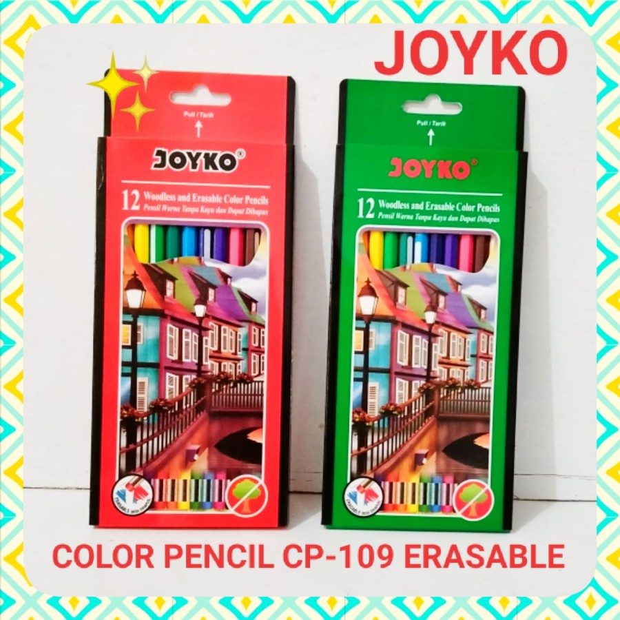 Jual Pensil Warna 12 Warna Panjang Bisa Dihapus JOYKO CP-109 Erasable | Shopee Indonesia