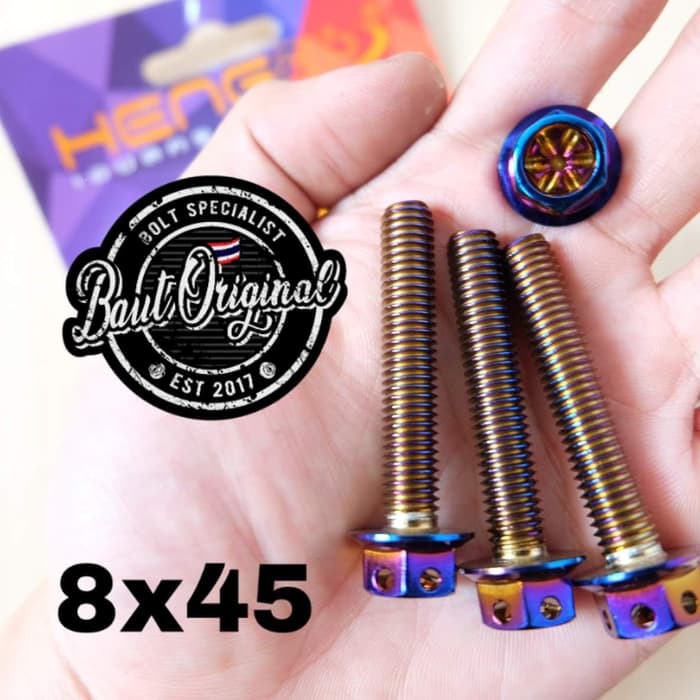 Jual baut probolt 8x45 flower blue drat 12 panjang 4.5cm original heng thai | Shopee Indonesia
