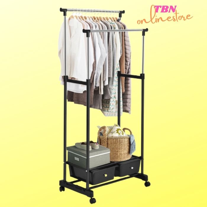 Jual Stand Hanger DOUBLE Rod Rack Gantung rak Serbaguna Baju Gantungan ...