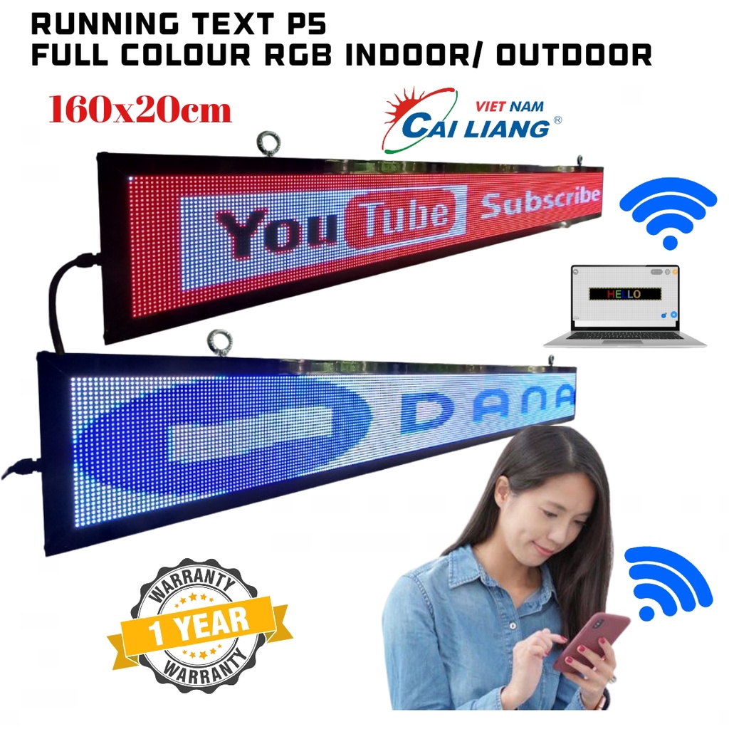 Jual Running text 160x20cm full colour RGB P5 Indoor Otdoor | Shopee ...