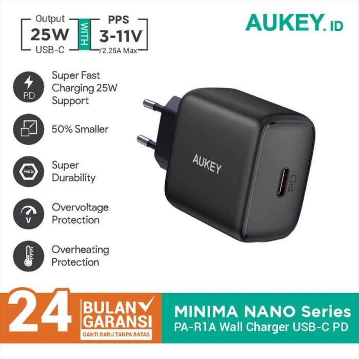 Jual Charger Aukey PA-R1A 25W Minima Nano USB-C PD 3.0 With PPS | Shopee Indonesia