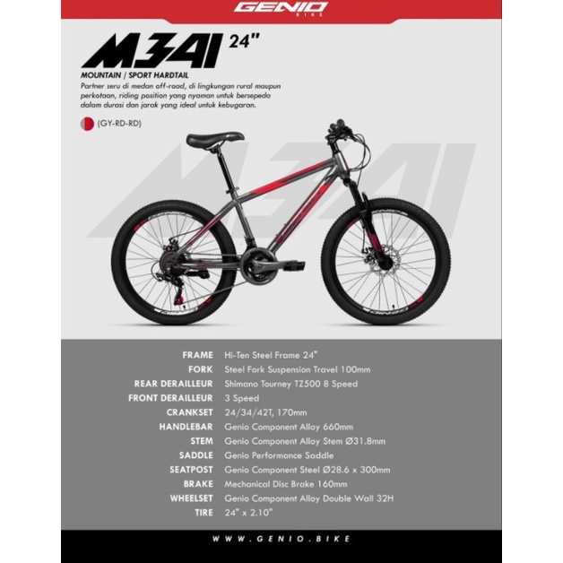 Jual Sepeda GENIO MTB M341 20 24 inch 8 speed | Shopee Indonesia