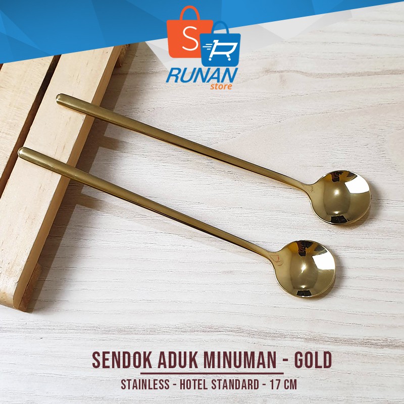 Jual Sendok Aduk Kopi Teh Mixing Round Spoon Sendok Emas Stainless Gold ...