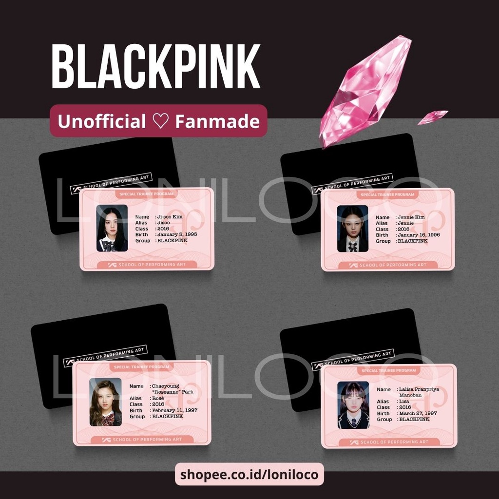 Jual Photocard Blackpink Student ID Card Jennie Jisoo Rose Lisa ...