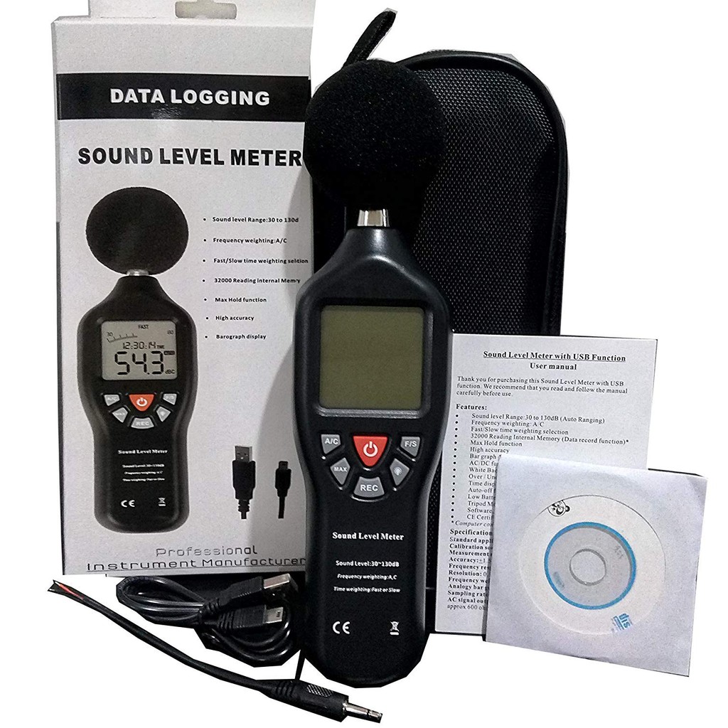 Jual Sound Level Meter Data Logger USB Decibel Tester Suara Noise PC DB ...