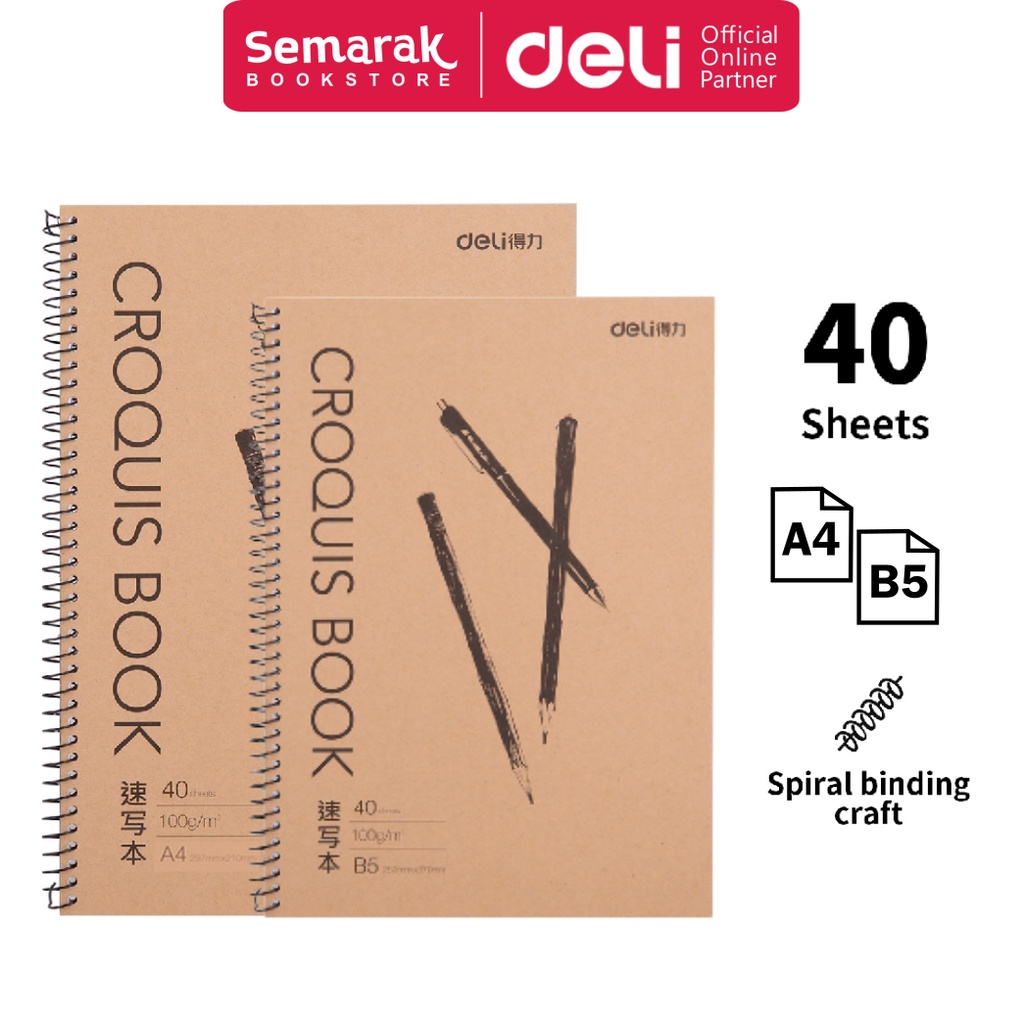 Jual Deli 7696 / 7697 Croquis Sketch Book Buku Sketsa Gambar Hard Cover ...